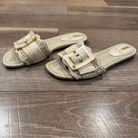 Sam Edelman | Shoes | Sam Edelman Bambi Raffia Buckld Slide Sandals ...
